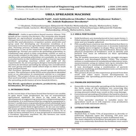 IRJET- Urea Spreader Machine | PDF | Free download