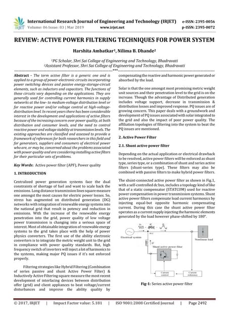 Power Quality Improvement using Shunt Active Power Filter | PDF