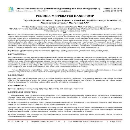 IRJET- Pendulum Operated Hand Pump | PDF