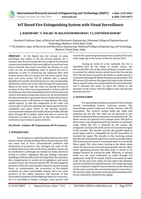 IRJET- Automatic Fire Extinguishing Robot without Manual Control | PDF