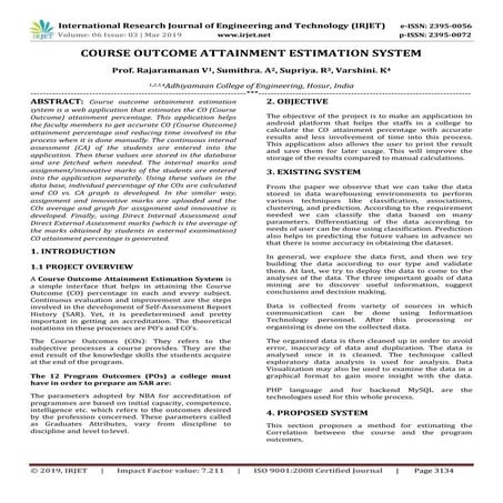 IRJET- Course outcome Attainment Estimation System | PDF