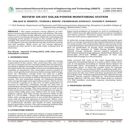 IRJET- Review on Iot Solar Power Monitoring System | PDF