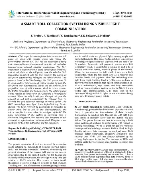 LIFI _ SMART TOLL COLLECTION SYSTEM final.pptx | Computer Networking ...