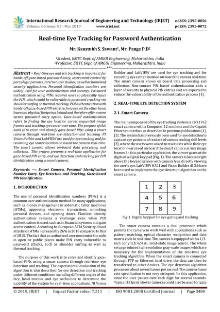 Irjet Real Time Eye Tracking For Password Authentication Pdf
