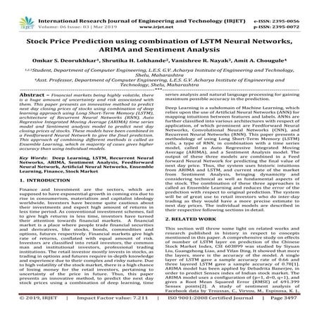 Irjet Stock Price Prediction Using Combination Of Lstm Neural Networks