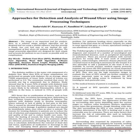 IRJET- Approaches for Detection and Analysis of Wound Ulcer using Image Processing Techniques | PDF