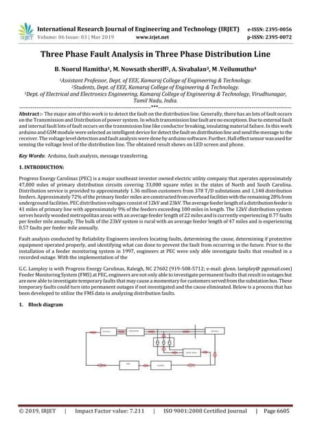 Irjet Three Phase Fault Analysis In Three Phase Distribution Line Pdf