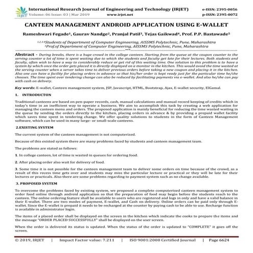 IRJET- Canteen Management Android Application using E-Wallet | PDF