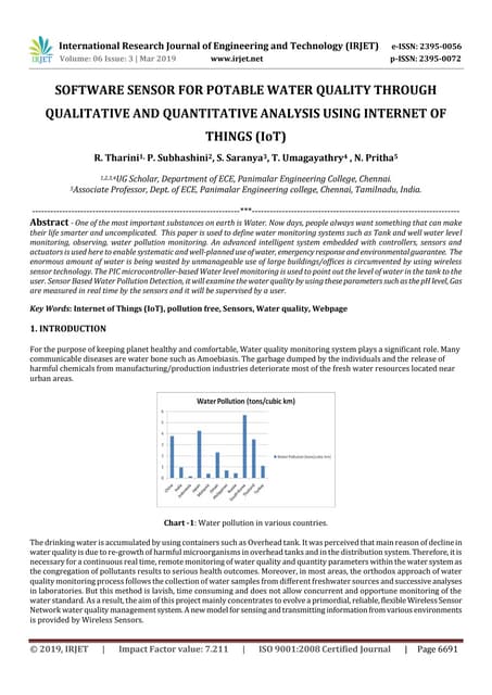 Iot based water quality monitoring system | PPTX