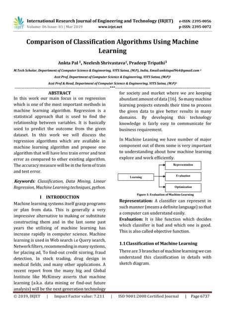 IRJET- Comparison of Classification Algorithms using Machine Learning ... IRJET- Comparison of Classification Algorithms using Machine Learning ...