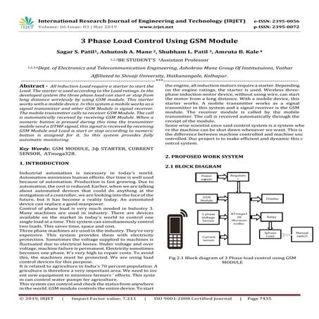 Irjet 3 Phase Load Control Using Gsm Module Pdf