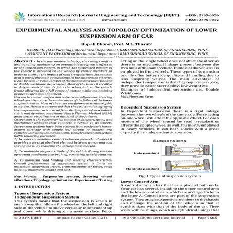 IRJET- Experimental Analysis and Topology Optimization of Lower ...