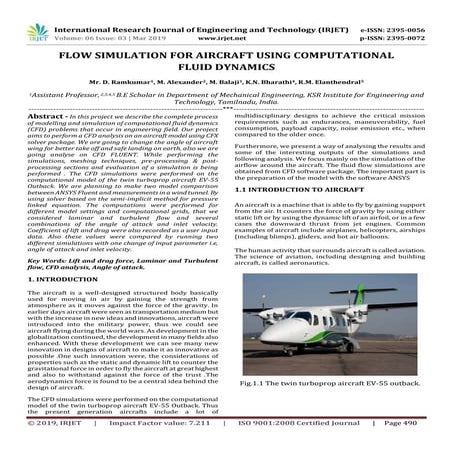 Irjet Flow Simulation For Aircraft Using Computational Fluid Dynamics