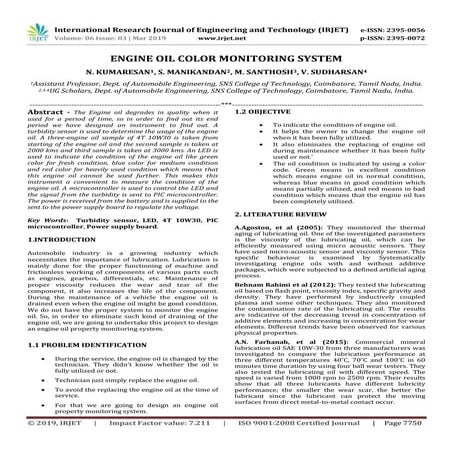 IRJET- Engine Oil Color Monitoring System | PDF