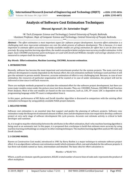 IRJET- Analysis of Software Cost Estimation Techniques | PDF IRJET- Analysis of Software Cost Estimation Techniques | PDF
