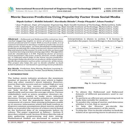 IRJET- Movie Success Prediction using Popularity Factor from Social ...