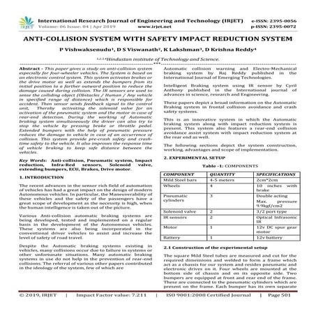 IRJET- Anti-Collision System with Safety Impact Reduction System | PDF
