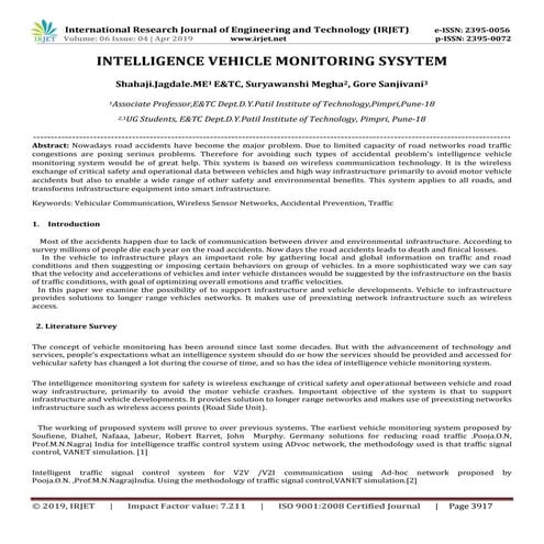IRJET- Intelligence Vehicle Monitoring System | PDF | Free Download