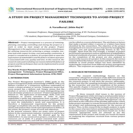IRJET- A Study on Project Management Techniques to Avoid Project ...