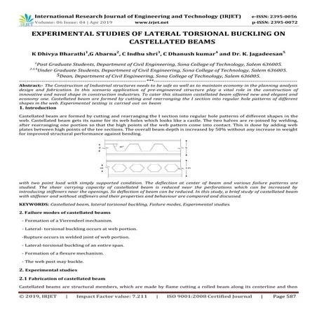 IRJET- Experimental Studies of Lateral Torsional Buckling on Castellated Beams | PDF | Civil ...