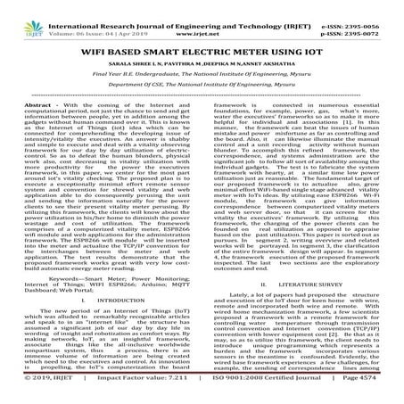 IRJET- Wifi based Smart Electric Meter using IoT | PDF | Home Utilities ...