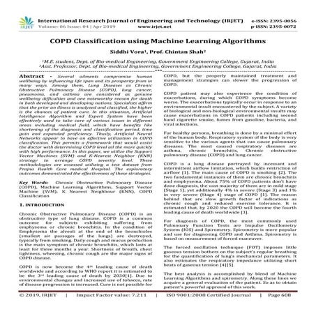 Irjet Copd Classification Using Machine Learning Algorithms Pdf