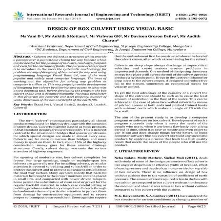 IRJET- Design of Box Culvert using Visual Basic | PDF | Developmental ...