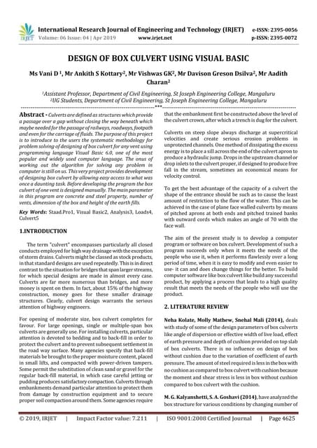 Rcc box culvert methodology and designs including computer method | PDF