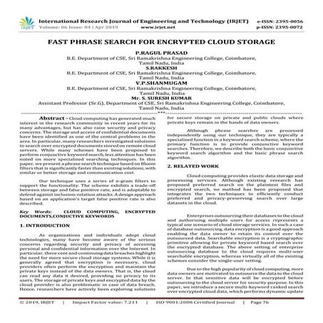 IRJET- Fast Phrase Search for Encrypted Cloud Storage | PDF