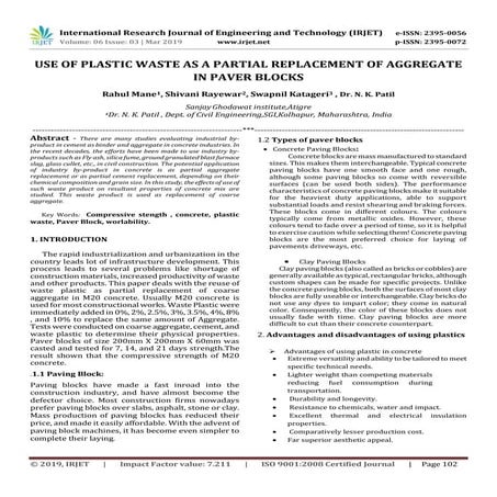 IRJET- Use of Plastic Waste as a Partial Replacement of Aggregate in ...