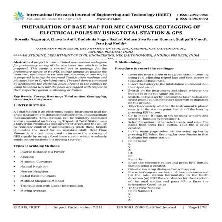 IRJET- Preparation of Base Map for NEC Campus & Geotagging of ...