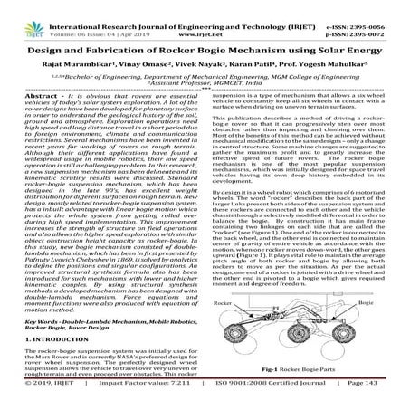 Rocker bogie mechanism (mars rover) final year mini project final ...