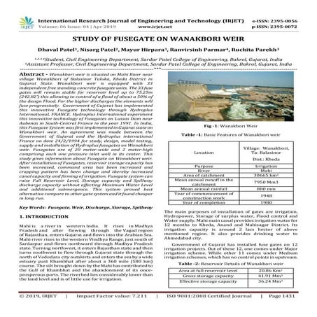 IRJET- Study of Fusegate on Wanakbori Weir | PDF