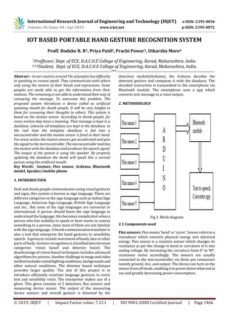 Irjet Iot Based Portable Hand Gesture Recognition System Pdf