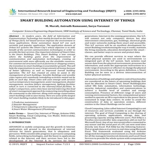 Irjet Smart Building Automation Using Internet Of Things Pdf Free