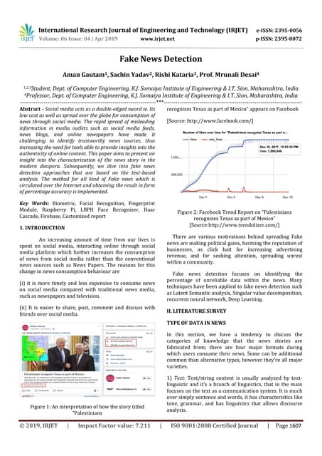 FAKE NEWS DETECTION PPT | PPTX | Computing | Technology & Computing