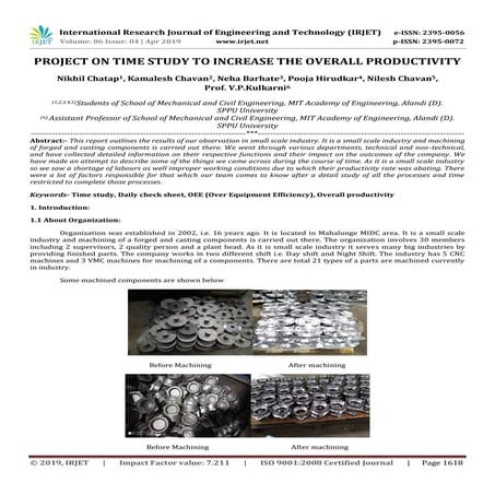 IRJET- Project on Time Study to Increase the Overall Productivity | PDF