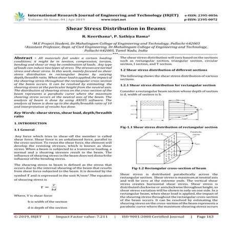 Structural Mechanics: Shear stress in Beams (1st-Year) | PDF