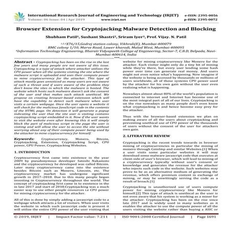 IRJET- Browser Extension for Cryptojacking Malware Detection and Blocking | PDF