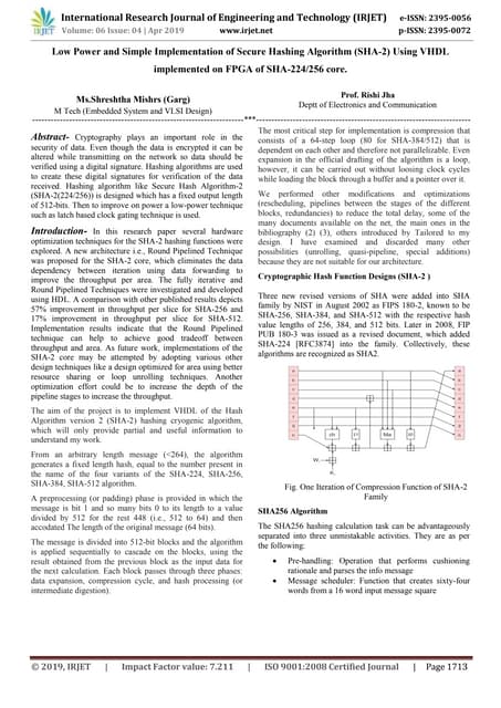 Sha Secure Hashing Algorithm Ppt