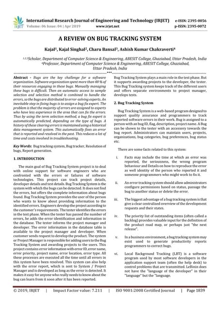 Bug Tracking System | PPTX | Operating Systems | Computer Software and Applications