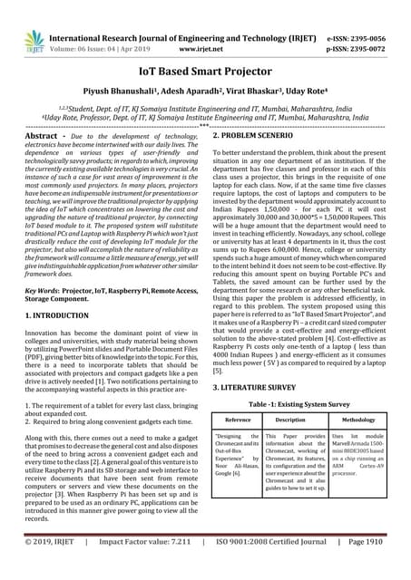 Irjet Iot Based Smart Projector Pdf Internet Of Things Internet