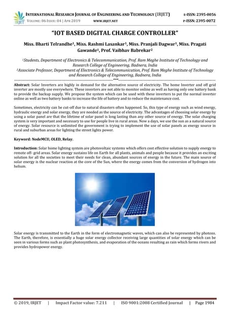 CIEC16_PPT_Iot Based Smart Solar Monitoring | PPT