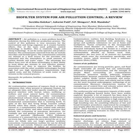 IRJET- Biofilter System for Air Pollution Control: A Review | PDF