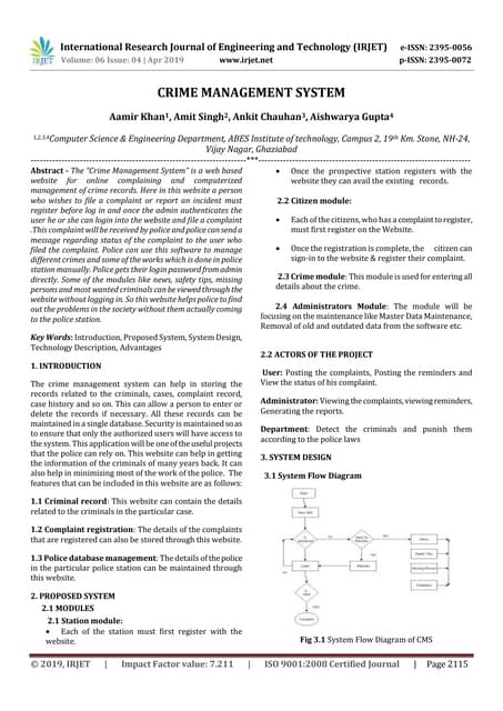 IRJET- Crime Management System | PDF IRJET- Crime Management System | PDF