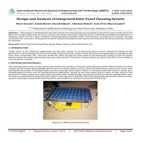 IRJET- Design and Analysis of Integrated Solar Panel Cleaning System | PDF