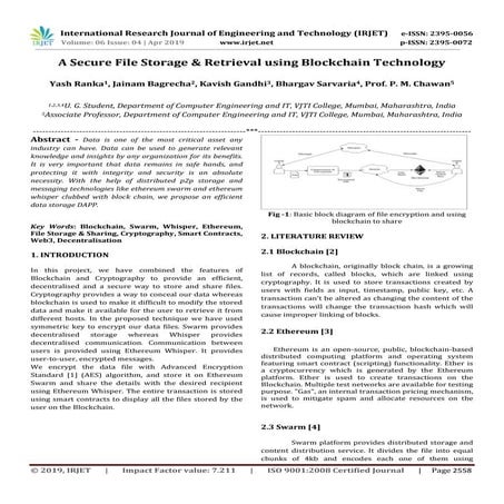 Irjet A Secure File Storage And Retrieval Using Blockchain Technology Pdf