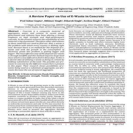 IRJET- A Review Paper on Use of E-Waste in Concrete | PDF