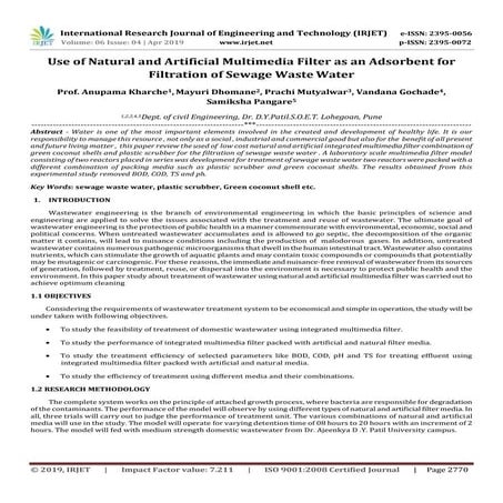IRJET- Use of Natural and Artificial Multimedia Filter as an Adsorbent ...
