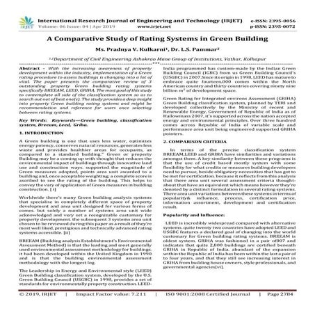 IRJET- A Comparative Study of Rating Systems in Green Building | PDF
